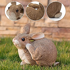 SUYNYBHF Bunny Statue Garden Statues Rabbit Figurines Decor Outdoor Polyresin Easter Decorations Bunnies Gifts Home House Kitchen Patio Lawn Yard Art Housewarming Funny Resin Decoration 8.3inch