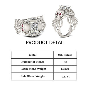 Jeulia 3 Carat Octopus Eternity Ring 925 Sterling Silver Radiant Cut Engagement Ring Cubic Zirconia Wedding Band Rings Promise Anniversary Romantic Jewerly Gift (Silver, 5.5)