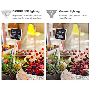 DiCUNO MR16 LED Bulbs 50W Halogen Equivalent Non-Dimmable 12V AC/DC, GU5.3 Bi-Pin Base Daylight White 6000K 5W Glass Cover 120° Beam Angle 500LM for Recessed, Track, Accent Lights, 10 Packs