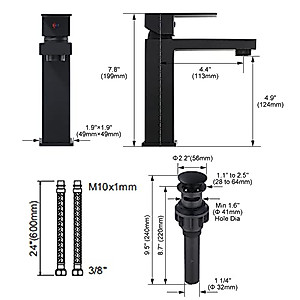 Black Bathroom Faucet ARCORA Matte Black Faucet for Bathroom Sink Modern Single Hole Bathroom Faucet with cUPC Supply Lines and Pop Up Drain