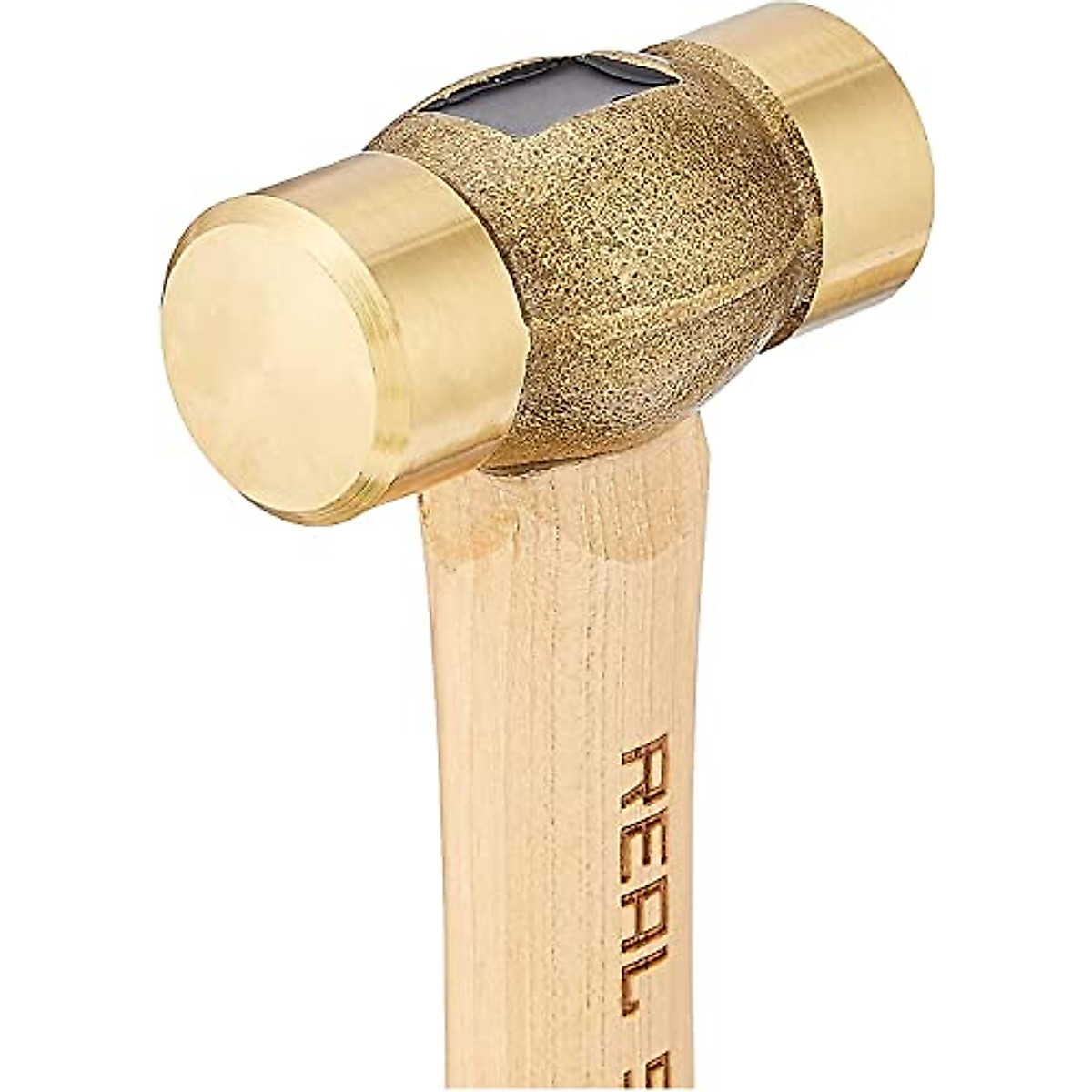 REAL STEEL 0421 Drop Forged Solid Brass Non-Sparking Hammer, Hickory Wood Handle, 20-Ounce