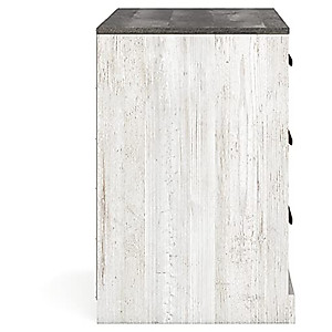 Signature Design by Ashley Shawburn Rustic 3 Drawer Chest of Drawers, White & Gray