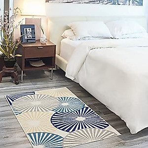 Nourison Grafix Geometric White 3' x 5' Area -Rug, Easy -Cleaning, Non Shedding, Bed Room, Living Room, Dining Room, Kitchen (3x5)
