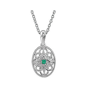 The Black Bow Vintage Style Emerald Oval Necklace in Sterling Silver