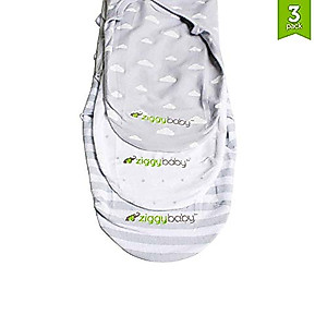 Baby Swaddle Blanket Adjustable for 0-3 Months - Newborn to Infant Baby Swaddle Wrap Set (3 Pack - Gray Cloud, Stripe, Stars) for Baby Boy Girl Gender Neutral Easy Swaddle by Ziggy Baby