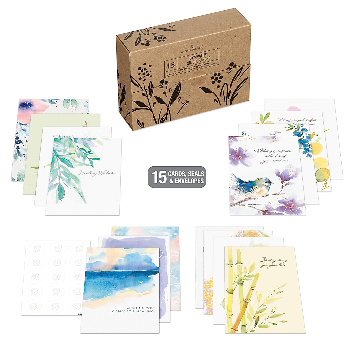 American Greetings Deluxe Boxed Sympathy Card Assortment (15-Cards)