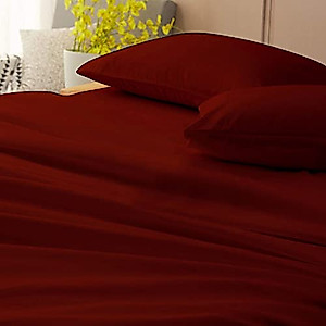 BedFantasy 6 Piece Luxury Bedding Sheet Set Full Size 10 Deep Pocket Bed Sheets 100% Egyptian Cotton, 1000 Thread Count (Burgundy)