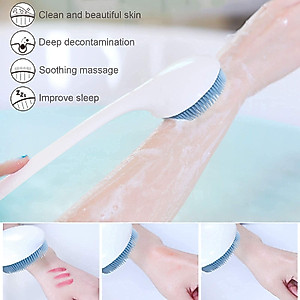 V-TOP 6 Pack Toothbrush Covers + Silcone Back Brush with Long Handle (Blue)