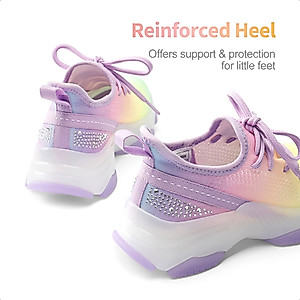 DREAM PAIRS Unisex-Child Slip-On Sneakers Kids Lightweight Jelly Sole Walking Shoes, Rainbow/Purple - 11 Little Kid (SDFS2303K)