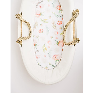 NODNAL CO. 3 Fitted Bassinet Sheets Set for Baby Girl - 100% OEKO-TEX Cotton Peonies & Roses - Pink Floral Boho Flowers - Cradle/Moses Basket, Hourglass, Oval, Rectangle Mattress Nursery Bedding Sheet