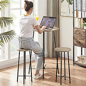 VECELO 3-Piece Table Sets, Round Bistro Pub Furniture and Chairs Set of 2, Counter Height Wood top,Small Spaces Saving for Dining Room Breakfast, Maple