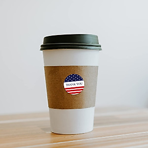 Thank You Round Stickers 1" 4th of July Red White Blue Patriotic Labels Roll 500 Pcs Kids Girls Gift Independence Day USA Flag Small Business Package Bag Envelope Scrapbook Decor Fourth Party Favors