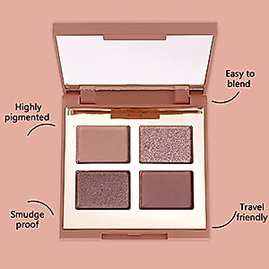 Mellow Cosmetic Eyeshadow Quad - Matte & Shimmer Shades - Eyeshadow Palette Kit for Women - Longwear, Highly Pigmented, Intense Color - Compact Eye Makeup Kit (Rhea)