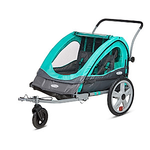 Instep Quick-N-EZ Double Tow Behind Bike Trailer, Converts to Stroller/Jogger, Teal