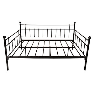 Lierpit Twin Size Victorian Style Daybed Frame with Headboard, Multifunctional Metal Platform Bed Sofa for Guest Living Room (Black)