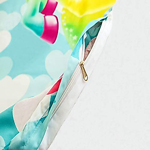 Suncloris,Rainbow Unicorn Fairytale with Sparkling Stars,Bedding Sheet Set .Included:Duvet Cover,Pillowcase(no Comforter Inside) (01, (Full))