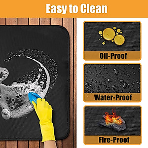 Amerbro 24x31in Heat Resistant Grill Mats for Outdoor Grill to Protect Your Prep Table and Outdoor Grill Table - Fire Proof & Water Proof & Oil Proof BBQ Mat - Black (0.6mm)