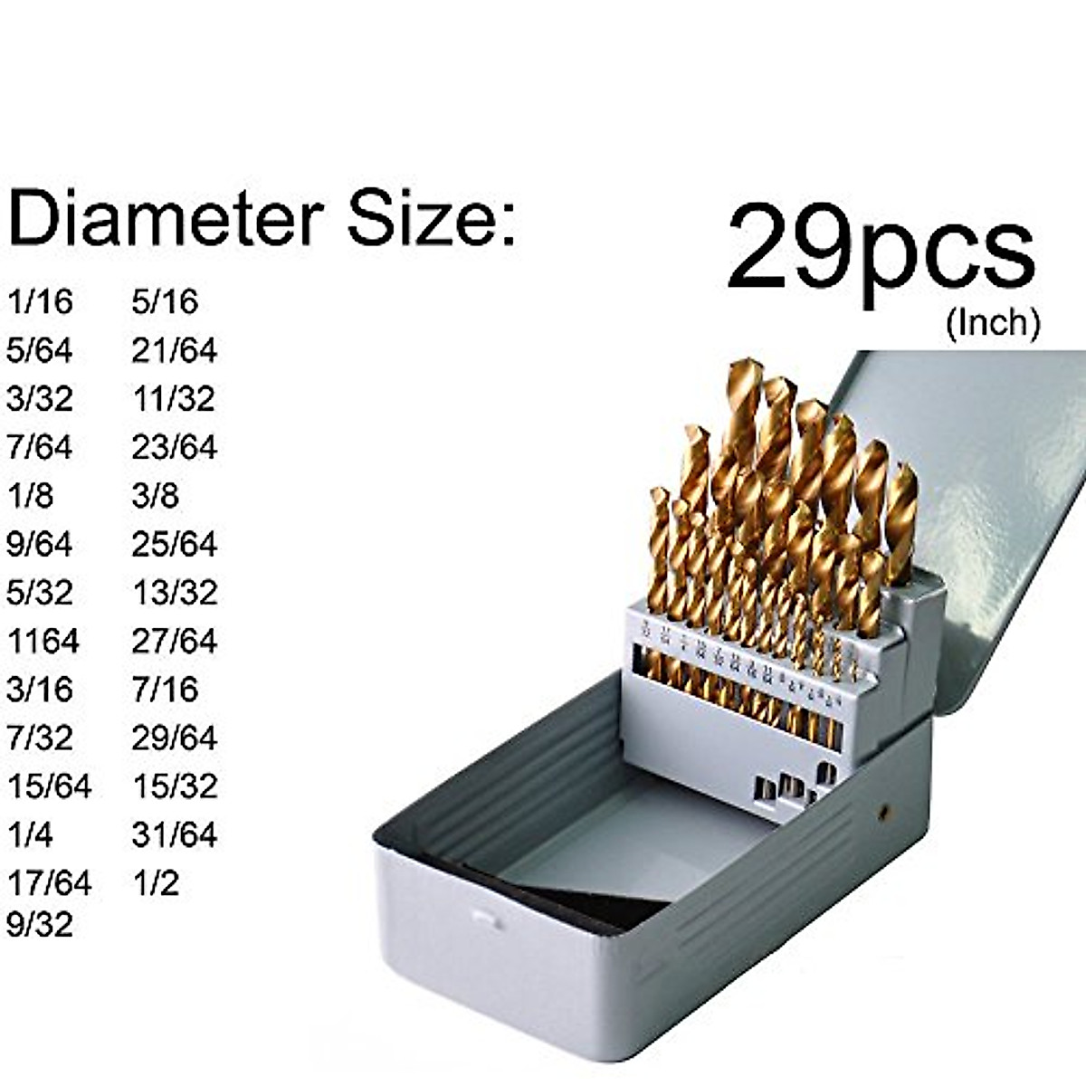 29PCS Drill Bit Set HSS Titanium Multi Bits Twist Metal Tools 135 Split Point