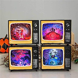CCOOfhhc Halloween Pumpkin Lights Ornament Television Light Hanging Retro Toy LED Lights for Indoor Outdoor Party Ideas