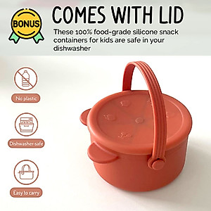 MYINNI Penguinni Silicone Spill Proof Snack Cups for Toddlers | Perfect for Travel, Comes with Lid | No Spill Snack Catchers with Little Bucket Handle | Travel Toddler Essentials