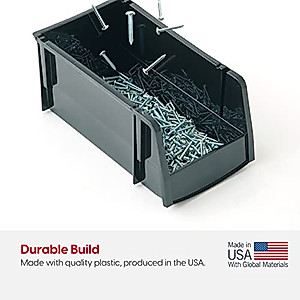 IRIS USA Inc. 13" x 6" x 5" Large Plastic Stackable Open Front Organizer bin Caddy Basket for Refrigerator Freezer Kitchen Pantry Cabinet Workshop Garage Classroom Office Crafts Supplies 8 Pack Black