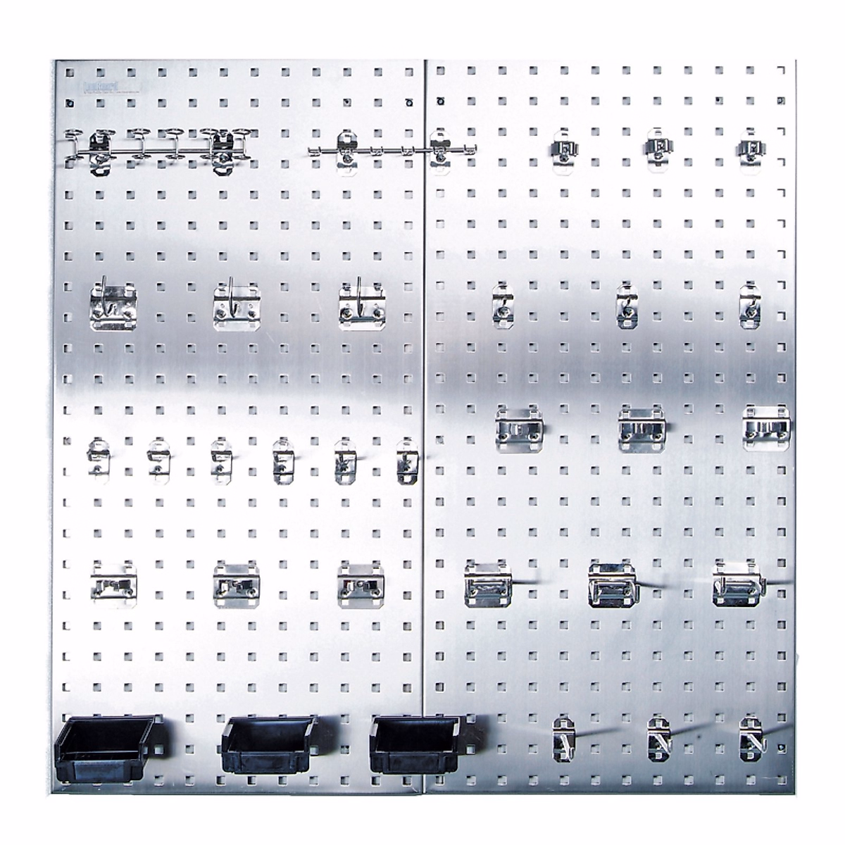 Triton Products Stainless Steel Pegboards - Set of 2 Locboards, Silver Wall Panels for Garage, Home Storage, and Organization, 24" x 42"