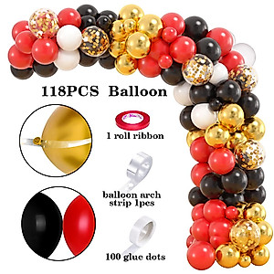 Winrayk 125Pcs Casino Theme Party Decorations Birthday Supplies Casino Red and Black Balloon Garland Poker Tablecloth Casino Backdrop Dice Poker Balloon Casino Games Las Vegas Casino Party Decorations
