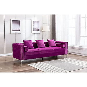 Legend Vansen Modern couches for Living Room Velvet Upholstery Nailhead Trim Sofas, 104'', Violet