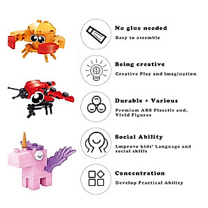 Jellydog Toy Party Favors for Kids,12PCS Mini Building Blocks Animal, Building Sets Stem Toys, Assorted Building Blocks Sets for Birthday Party Gift,Goodie Bags, Prize,Cake Topper