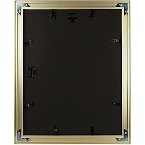 Golden State Art, 11x14 Brushed Aluminum Frame with Ivory Mat for 8x10 Picture - Wide Molding- Swivel Tabs, Sawtooth Hangers - Wall Display (Satin Gold, 1 Pack)