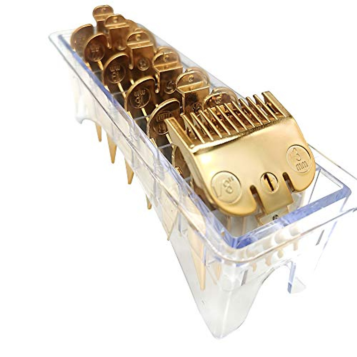 Professional Hair Clipper Guards Guides Gold Color Coded Cutting Guides #3170-400- 1/8” to 1 fits for most of W Clippers (Gold)