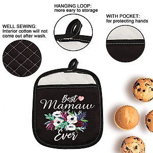 ZJXHPO Mamaw Cooking Gift Grandma Pot Holder Best Mamaw Ever Baking Hot Pads Grandma Oven Mitts Gift (Mamaw Holder)