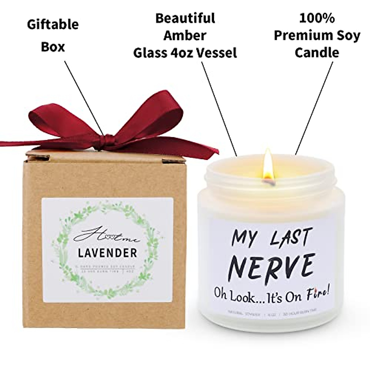 Lavender Scented Soy Candles - My Last Nerve, Oh Look...It's on Fire! Birthday Gifts for Women, Funny Gifts for Mother's Day, Christmas Valentines Day Gifts for Her, Mom, BFF, Best Friends, Girlfriend