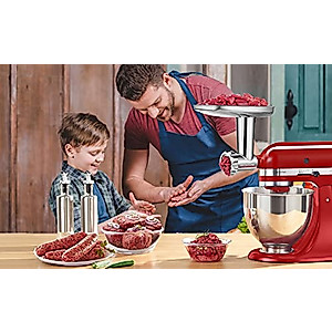 Stainless Steel Food Grinder Attachment fit KitchenAid Stand Mixers Including Sausage Stuffer, Perfect Attachment for KitchenAid Mixers