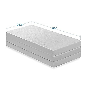 Best Price Mattress 4 Inch Trifold Memory Foam Mattress Topper with Cover, CertiPUR-US Certified, Queen,White