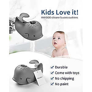 Mandoo Faucet Cover Bathtub Baby, Bath Spout Cover for Baby, Bath Faucet Cover for Kids, Tub Spout Cover Bathtub Faucet Cover Kids Safety, Protection Baby Universal Bath Silicone Toys Whale Grey