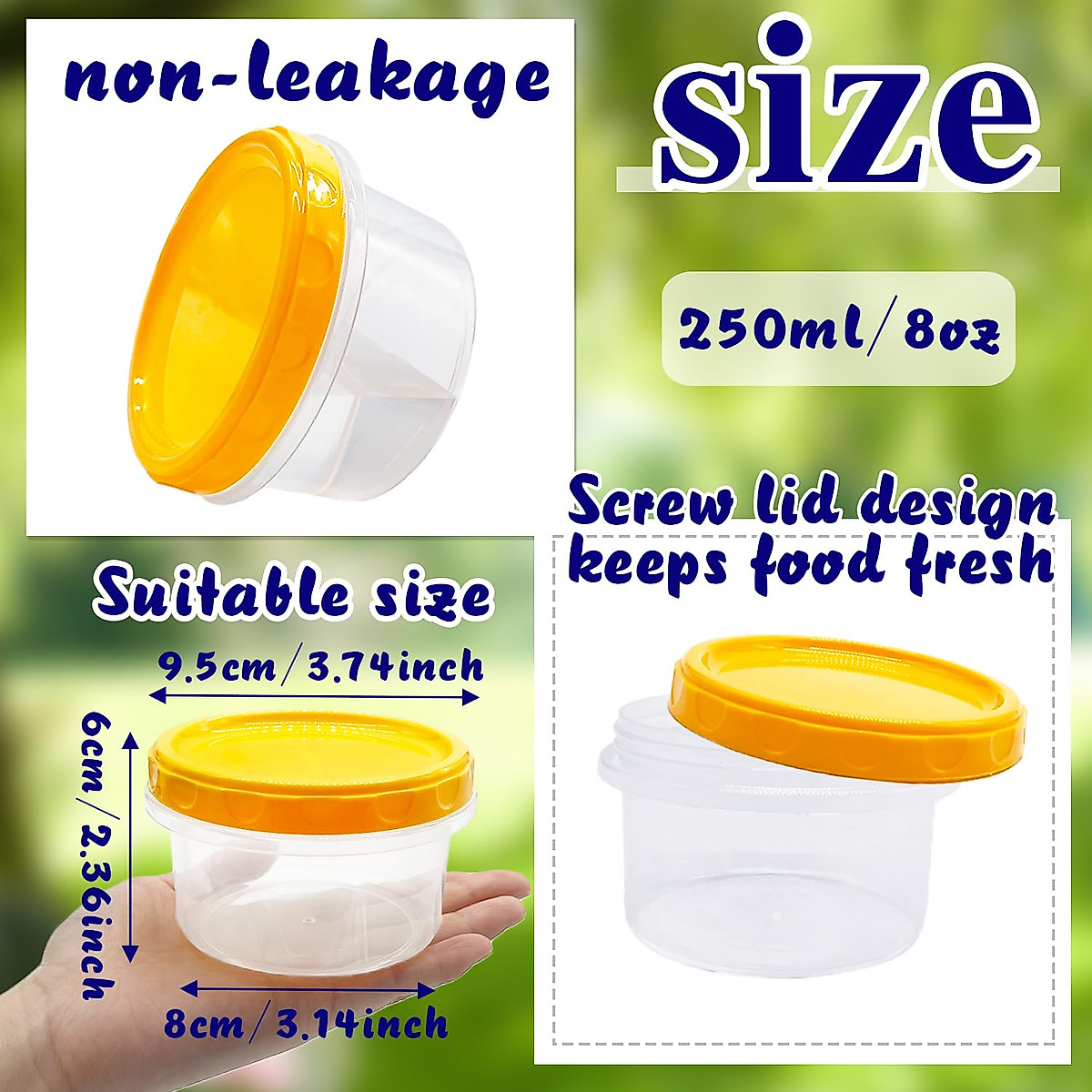 Eerrhhaq 20 Pack 8 oz Reusable Small Plastic Containers,Twist Top Food Storage Containers with Screw Lids,Small Plastic Freezer Storage Container for Kitchen House