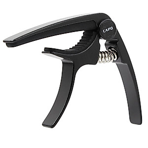 Ukulele Capo Aluminium Alloy Clamp for 4 Strings Uke Soprano Concert Tenor Baritone Light Weight Ukulele Clamp with Free Guitar Picks (Black)