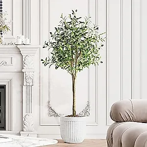 YOLEO 5FT Artificial Olive Tree Faux Tree with Lifelike Leaves Fake Plant for Living Room Bedroom Balcony Corner Office Decor