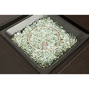 Fire Sense 62572 Armstrong Aluminum Convertible Gas Fire Pit Table 55,000 BTU Outdoor Multi-Functional Fire Pit with Fire Bowl Lid, Nylon Weather Cover & Clear Fire Glass - Bronze Finish - Square