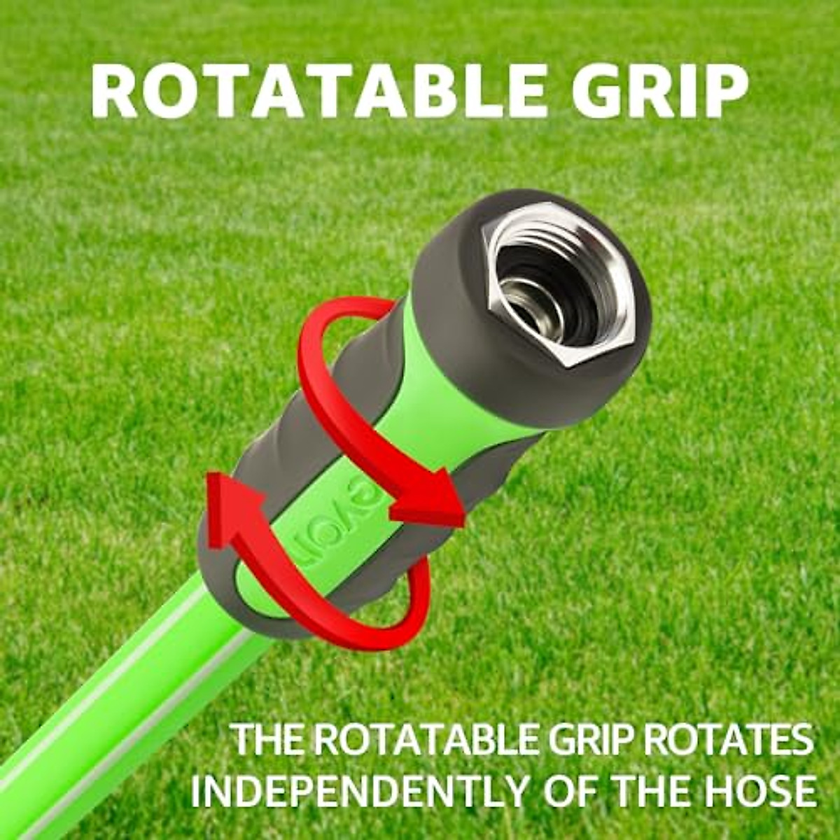 Fevone 6 ft Garden Hose, 2-Year Warranty Offered by Manufacturer, Hose Reel Leader Hose, Hybrid Polymer, Kink Resistance, 3/4" GHT Aluminum Fittings, 5/8" ID, 600 PSI, Drinking Water Safe (GH10)