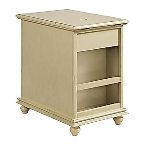 Martin Svensson Home Elegant Chairside End Table with Power, Antique Cream White