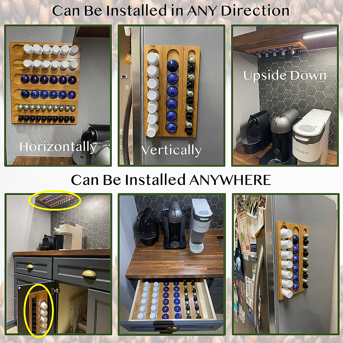 Kaizen Kreations Coffee Station Coffee Bar Accessories Compatible as K Cup Holder, Nespresso Pods Holder (Vertuo & Original), Keurig Pod Holder, Kcup Coffee Pods Holder (Nespresso Vertuo - (2-Pack))