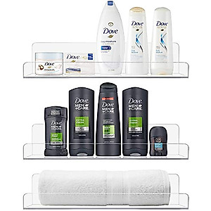 Sorbus Acrylic Wall Ledge Floating Shelf Rack Organizer, Invisible Display Style, for Books, Figurine, Picture Frame Storage, Wall Mounted Shelves for Home, Bathroom, Nail Salon, Spa (15 x 4.3 x 3'')