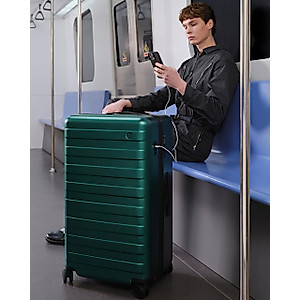 NINETYGO Carry on Luggage 22x14x9 Airline Approved with USB Port, 20 Inch Hardshell Spinner Hardside Suitcase with Wheels, TSA Lock for 3-5 Days Travel Quick Getaway Business, 38L, Emerald Green