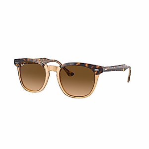 Ray-Ban RB2298F Hawkeye Low Bridge Fit Square Sunglasses, Havana On Transparent Brown/Brown Gradient Polarized, 54 mm