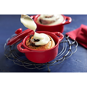 STAUB Ceramics Dutch Oven 3-piece Mini Round Cocotte, Cherry