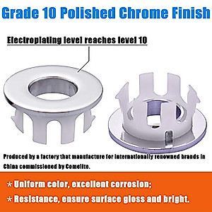 COMELITE Bathroom Sink Overflow Trim-Ring - 304 Stainless Steel Sink Mesh Hole Overflow Covers, Round Insert in Hole Round Caps, Brushed Silver, Pack of 2