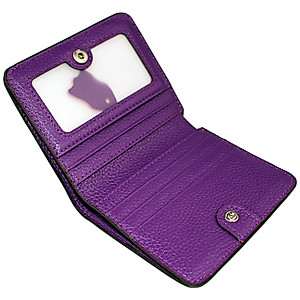 KELADEY Women's RFID Blocking Small Genuine Leather Wallet Ladies Mini Card Case Purse (Lavender Purple)