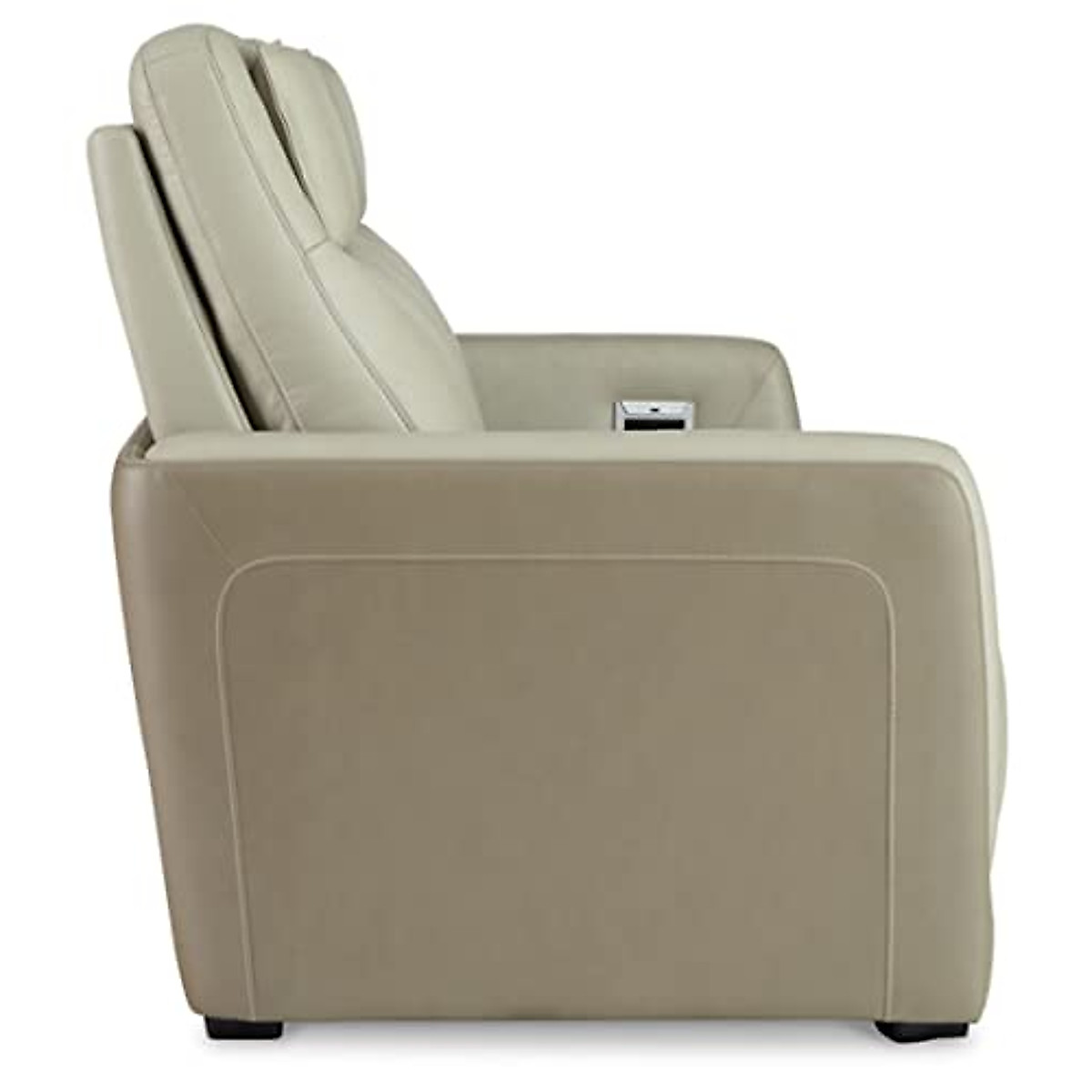 Signature Design by Ashley Battleville Contemporary Leather 2 Seat Power Reclining Sofa with Adjustable Headrest, Light Gray